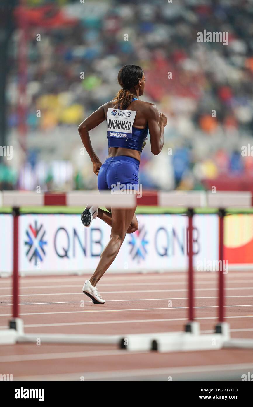 Dalilah MUHAMMAD running the 400m hurdles at the 2019 World Athletics ...