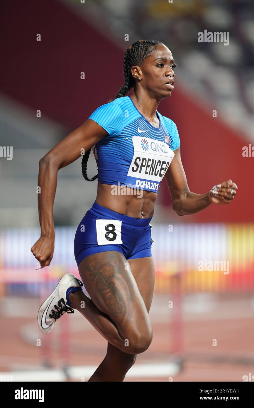 Ashley SPENCER running the 400m hurdles at the 2019 World Athletics ...