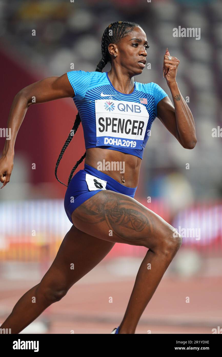 Ashley SPENCER running the 400m hurdles at the 2019 World Athletics ...