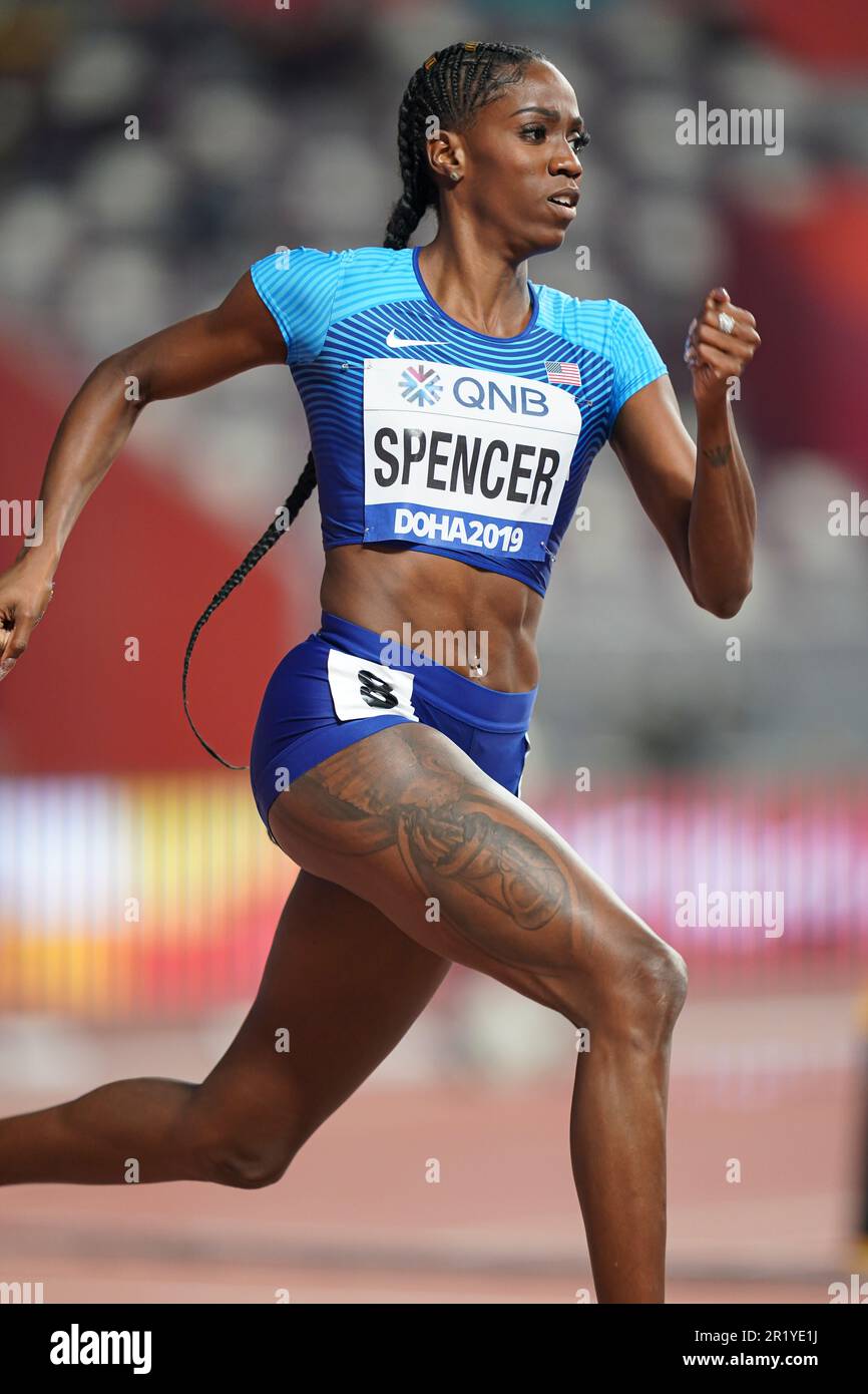Ashley SPENCER running the 400m hurdles at the 2019 World Athletics ...