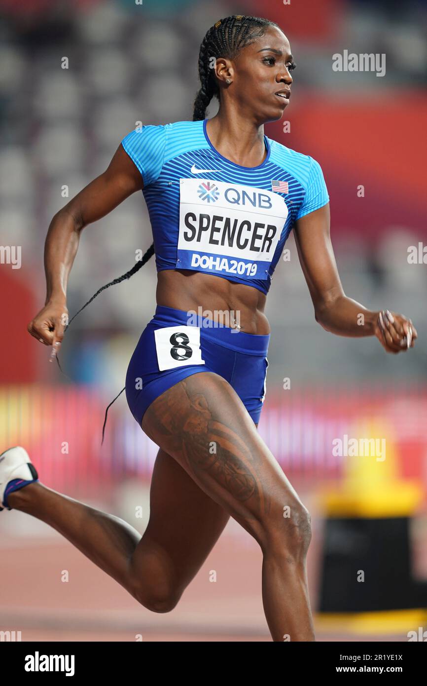 Ashley SPENCER running the 400m hurdles at the 2019 World Athletics ...