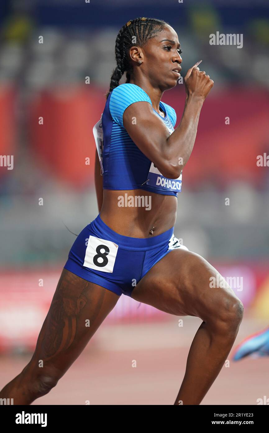 Ashley SPENCER running the 400m hurdles at the 2019 World Athletics ...