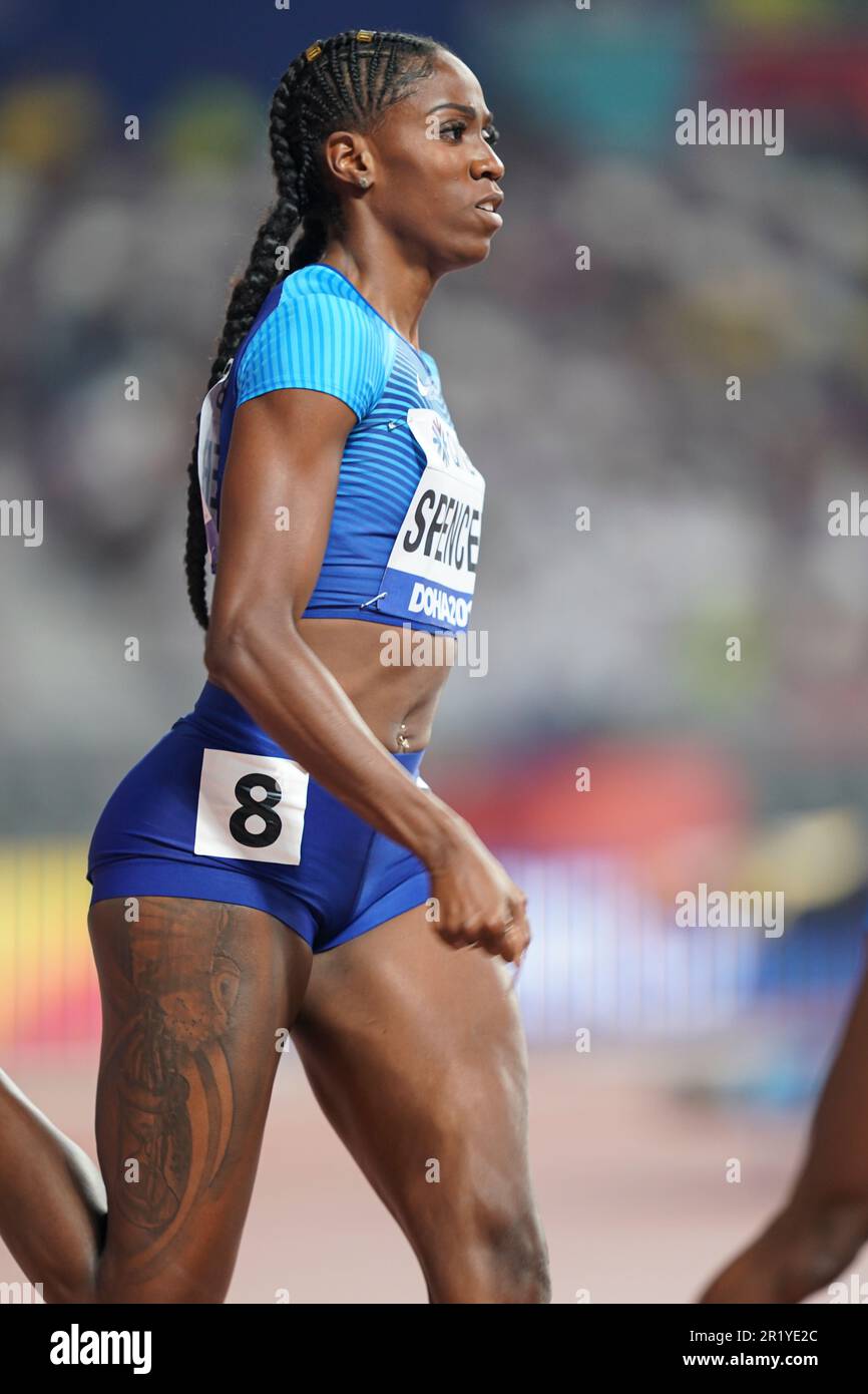 Ashley SPENCER running the 400m hurdles at the 2019 World Athletics ...
