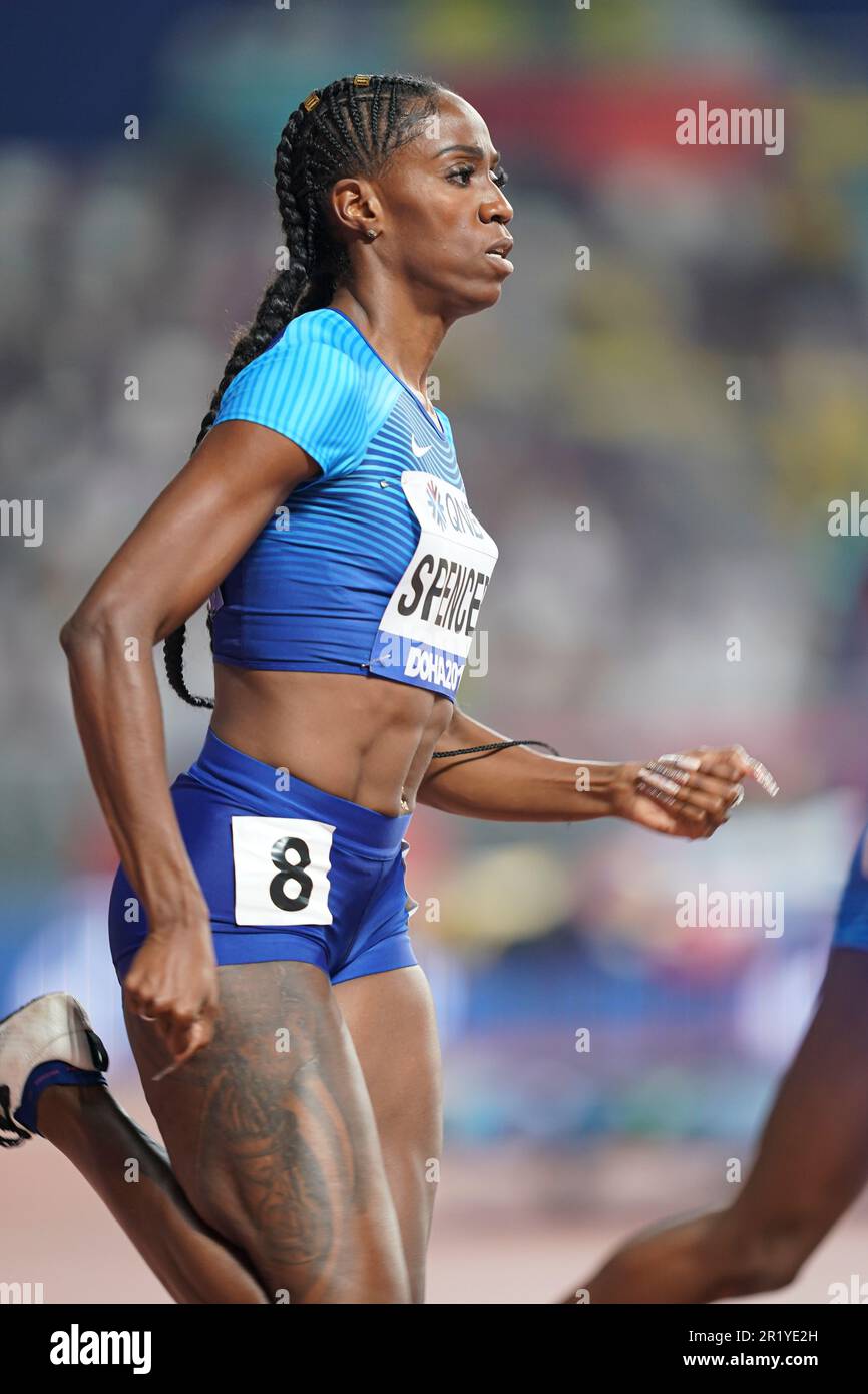 Ashley SPENCER running the 400m hurdles at the 2019 World Athletics ...