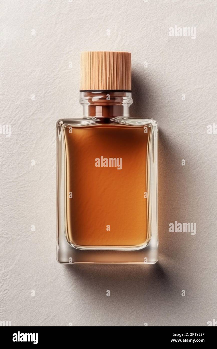 Mockup perfume bottle in a minimalist style on neutral background. Copy ...