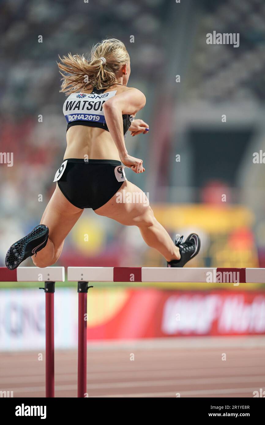 Sage WATSON running the 400m hurdles at the 2019 World Athletics ...