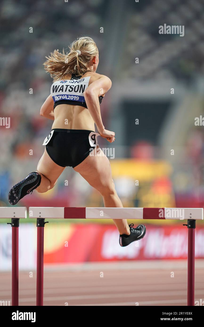 Sage WATSON running the 400m hurdles at the 2019 World Athletics ...