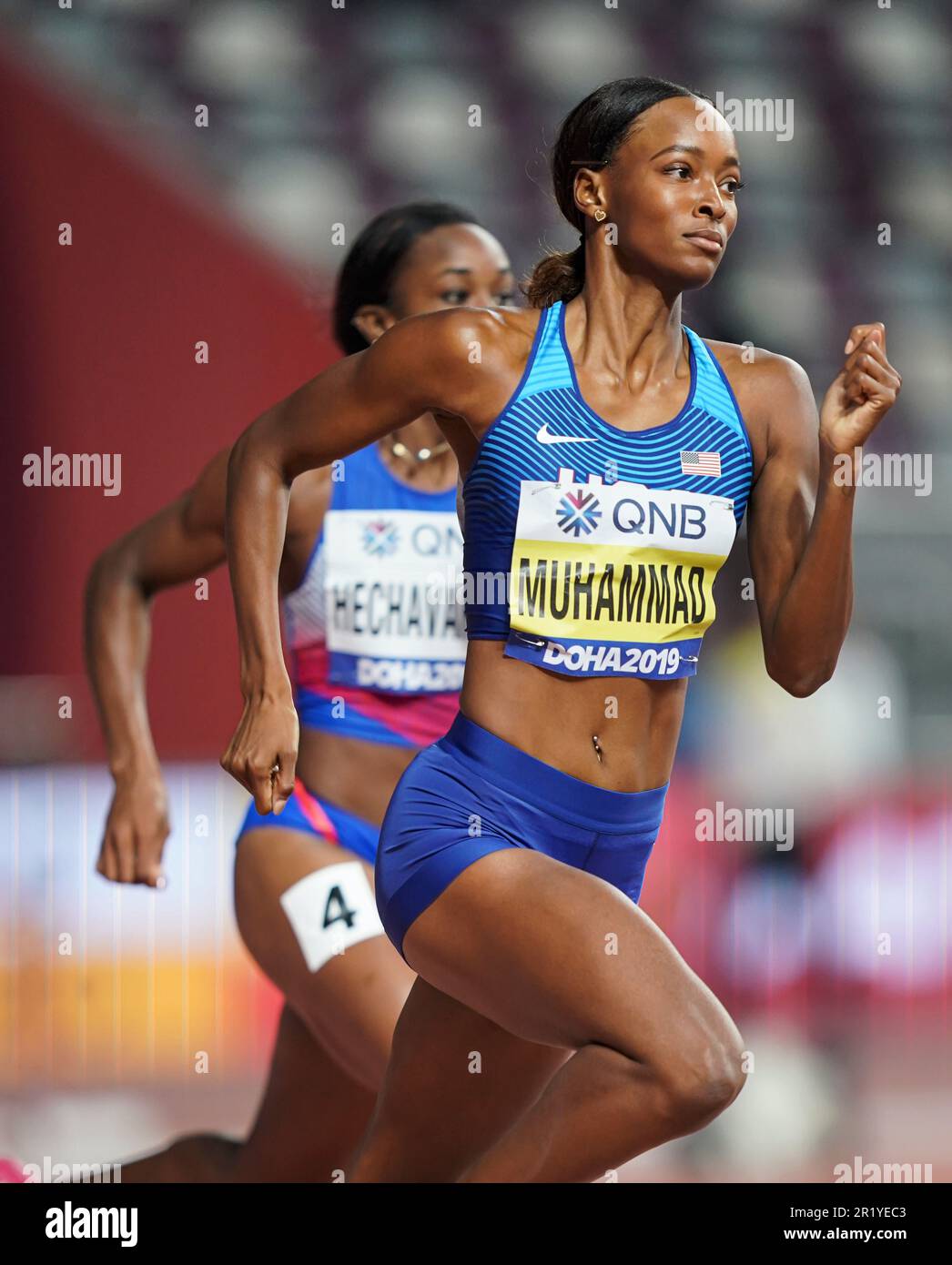 Dalilah MUHAMMAD running the 400m hurdles at the 2019 World Athletics ...
