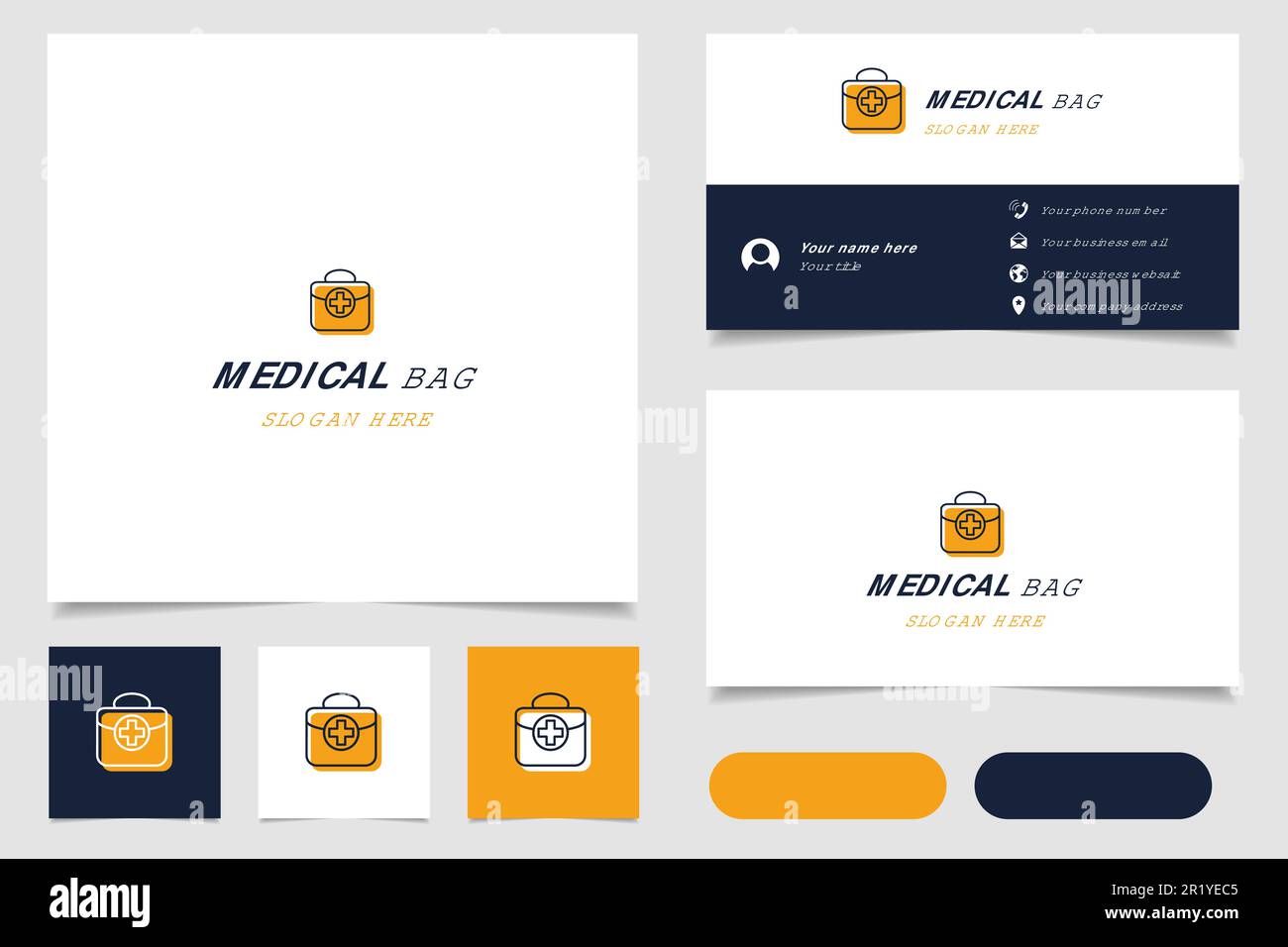 Medical bag logo design with editable slogan. Branding book and ...