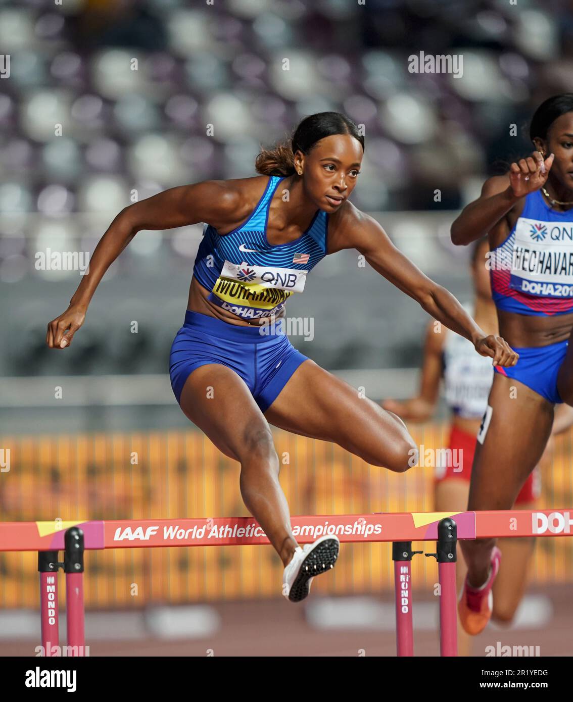 Dalilah MUHAMMAD running the 400m hurdles at the 2019 World Athletics ...