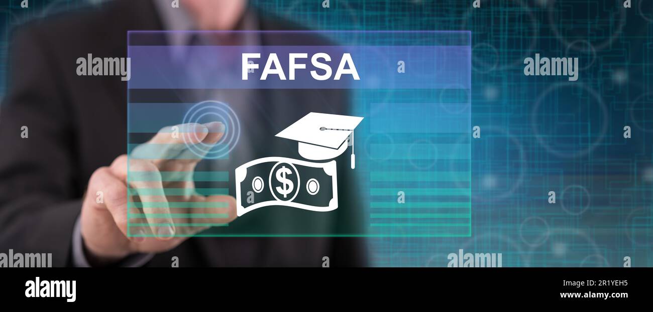 Man touching a fafsa concept on a touch screen with his finger Stock ...