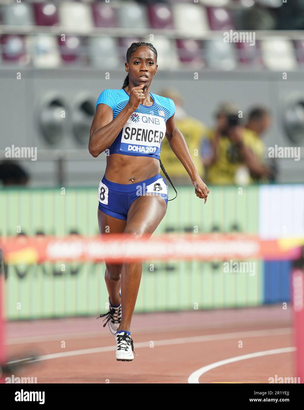 Ashley SPENCER running the 400m hurdles at the 2019 World Athletics ...