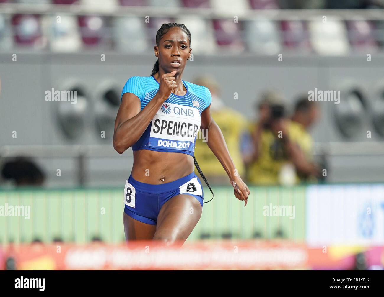 Ashley SPENCER running the 400m hurdles at the 2019 World Athletics ...