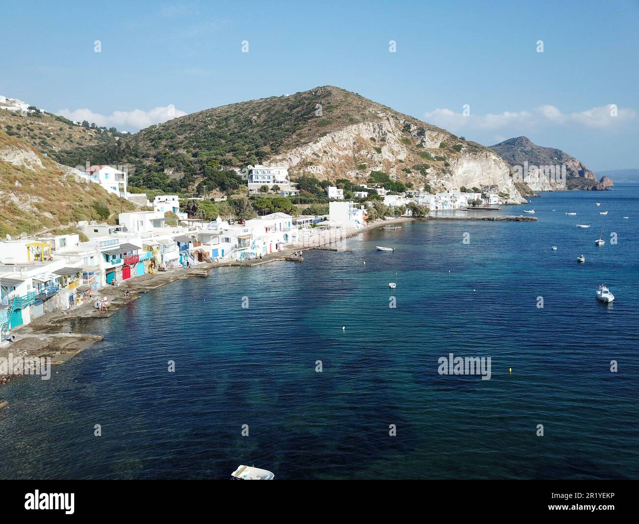 An aerial perspective of the stunning Island of Milos, Greece Stock ...