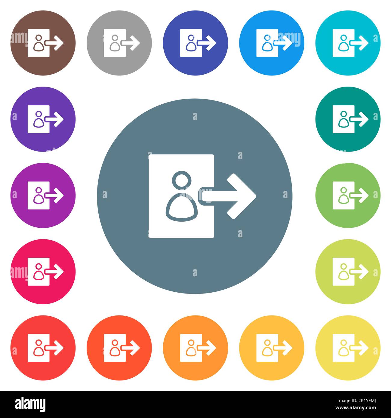 User logout alternate flat white icons on round color backgrounds. 17 ...