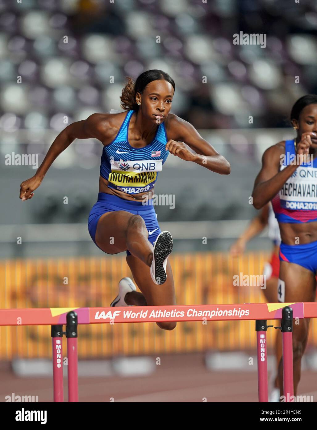 Dalilah MUHAMMAD running the 400m hurdles at the 2019 World Athletics ...