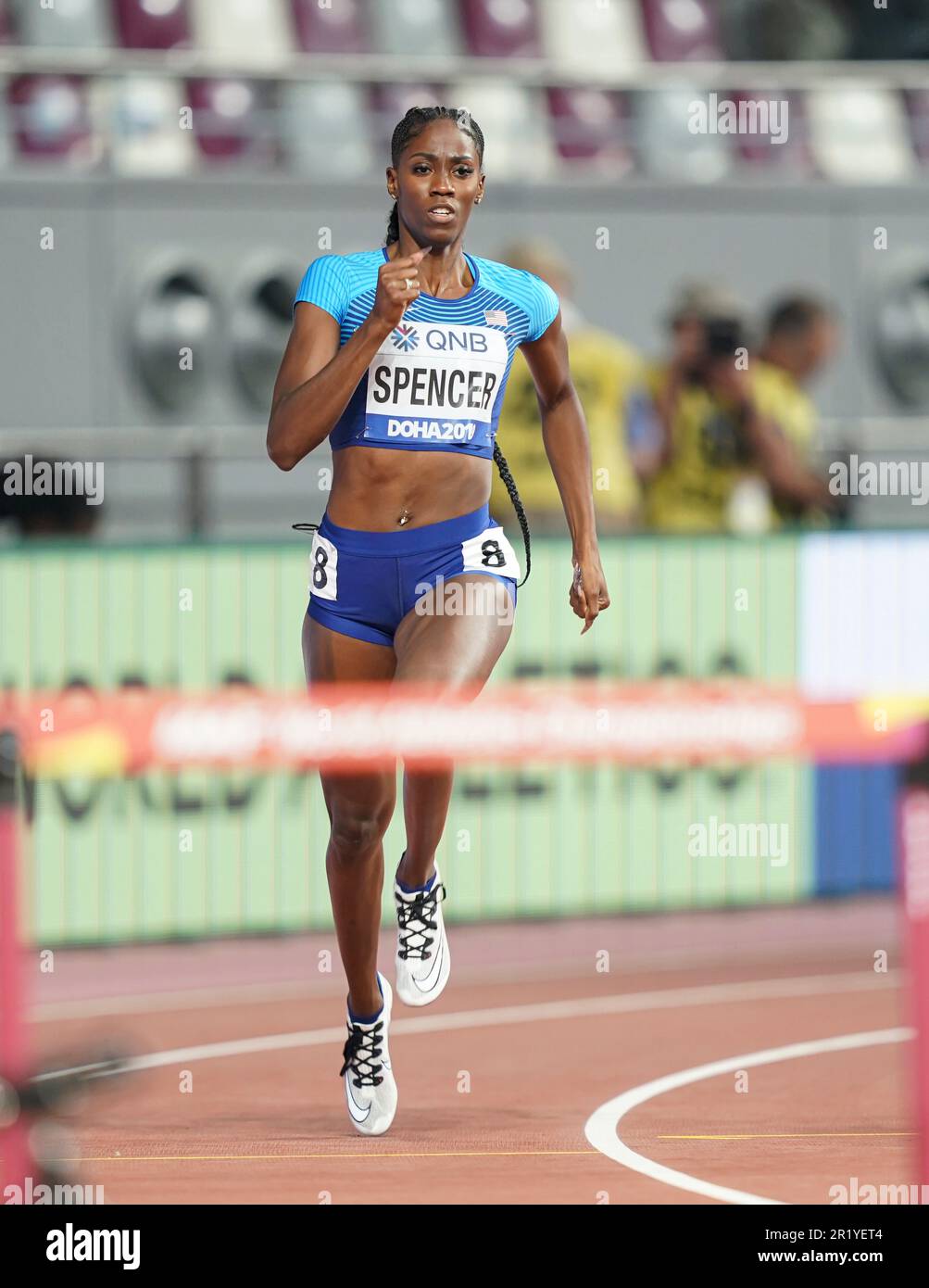 Ashley SPENCER running the 400m hurdles at the 2019 World Athletics ...
