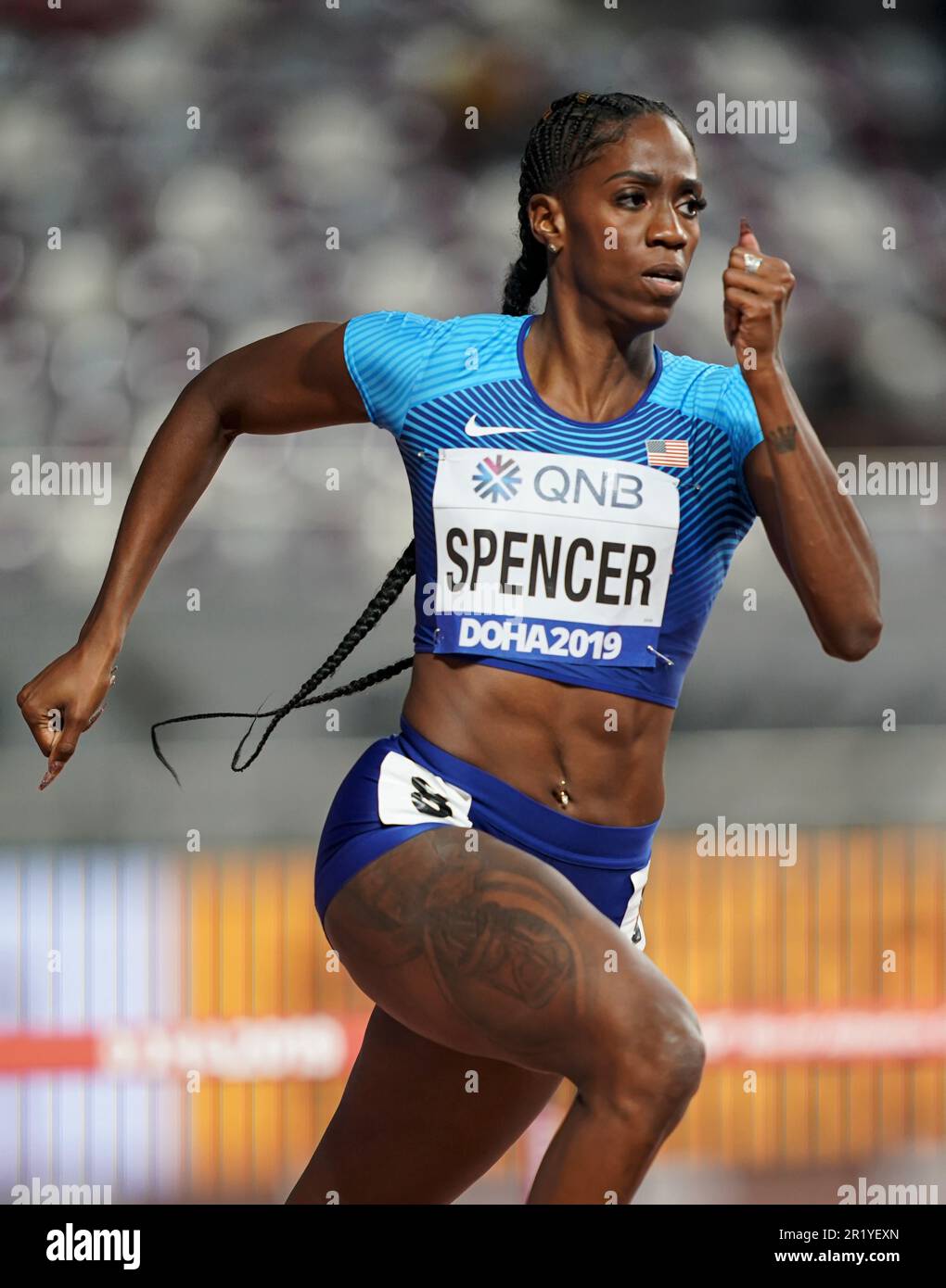 Ashley SPENCER running the 400m hurdles at the 2019 World Athletics ...