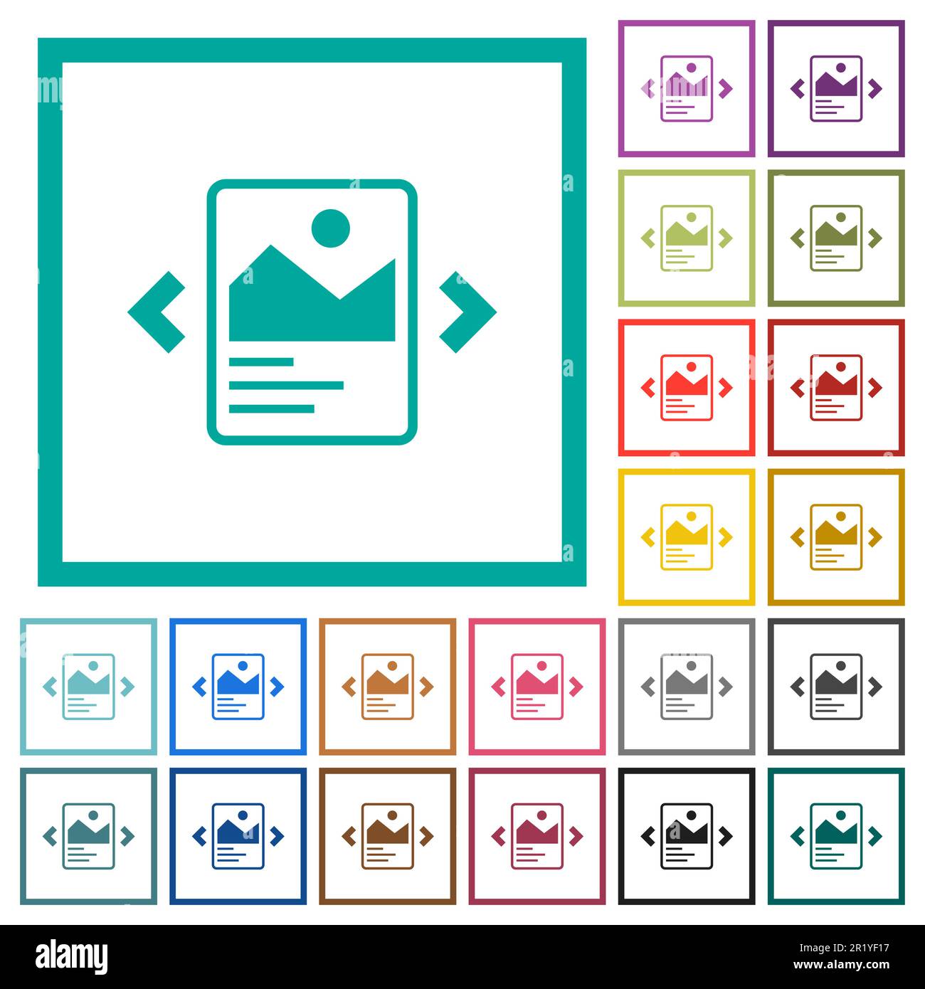 Image slideshow with captions flat color icons with quadrant frames on ...