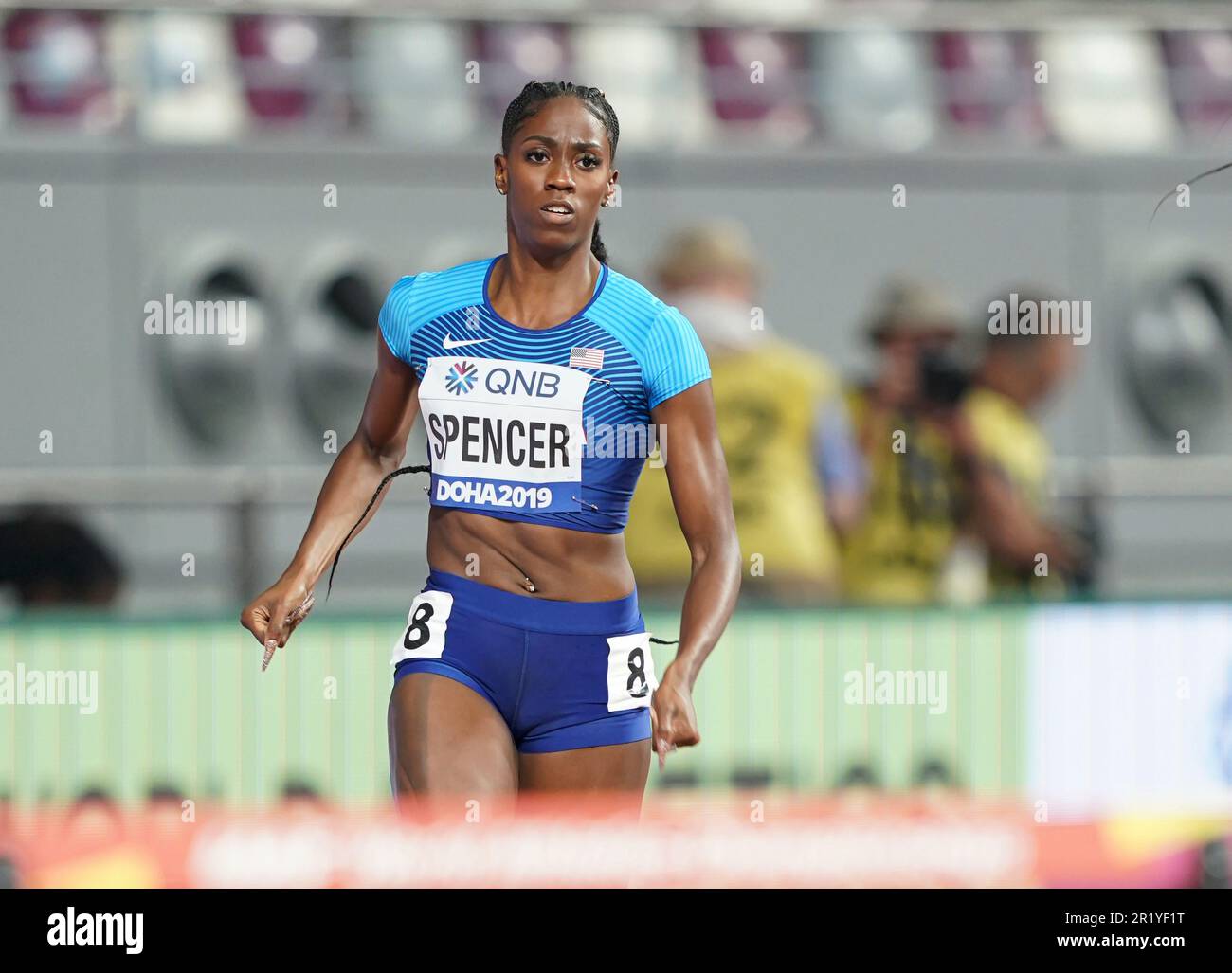Ashley SPENCER running the 400m hurdles at the 2019 World Athletics ...
