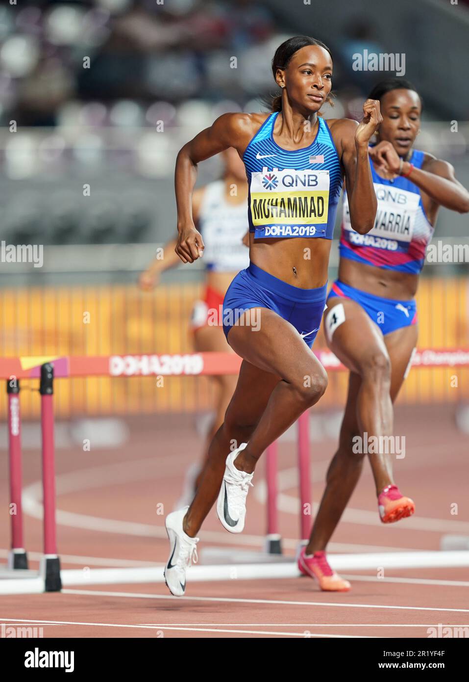Dalilah MUHAMMAD running the 400m hurdles at the 2019 World Athletics ...