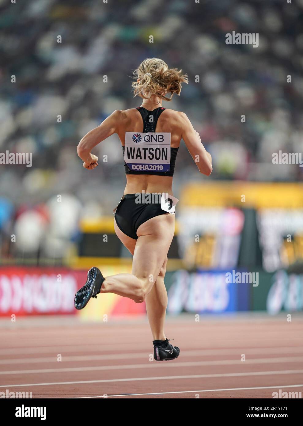 Sage WATSON running the 400m hurdles at the 2019 World Athletics ...