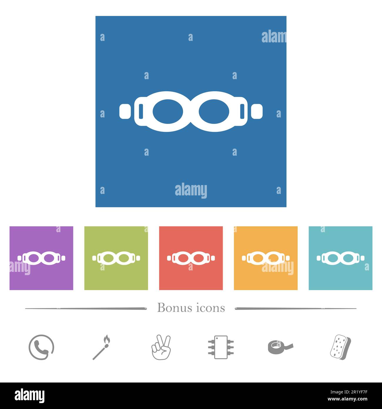Swimming goggles flat white icons in square backgrounds. 6 bonus icons included Stock Vector ...
