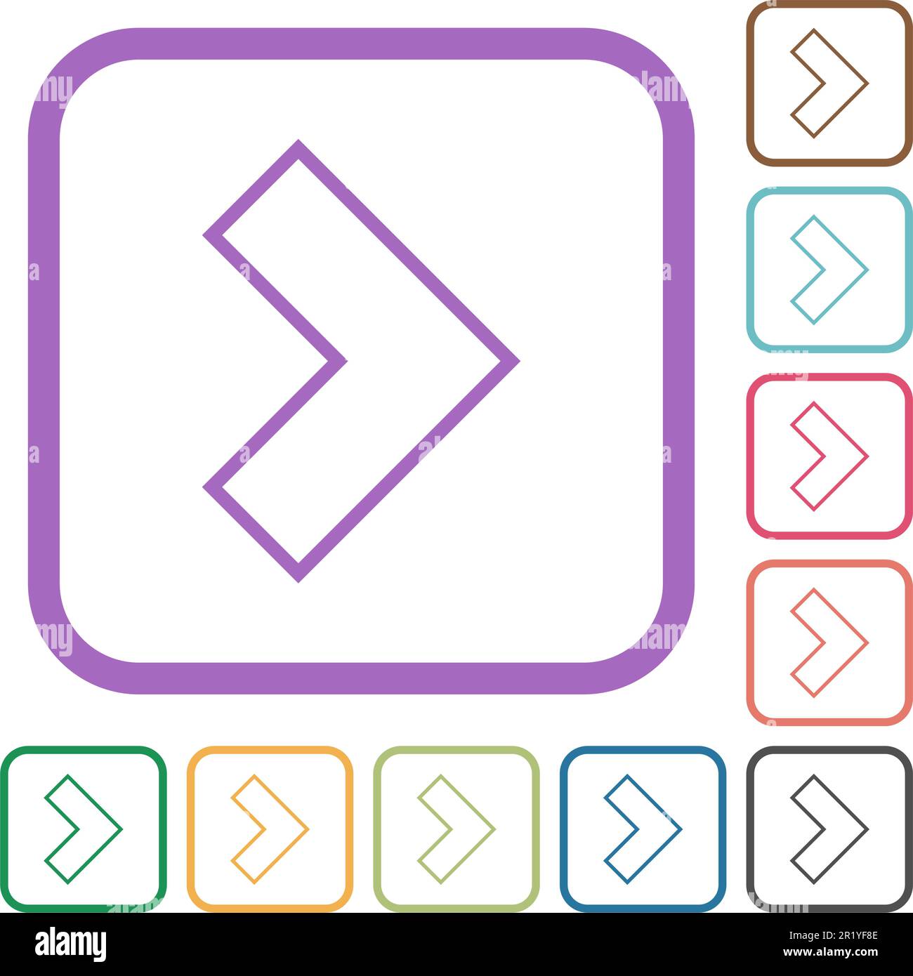Right 90 degrees angle arrow outline simple icons in color rounded ...