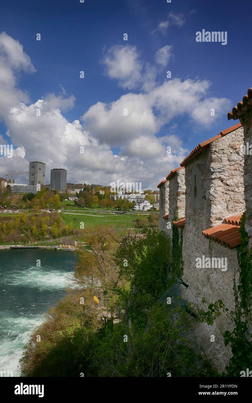 Rhine Falls and Schloss Laufen Castle, Schaffhausen, Switzerland Stock ...