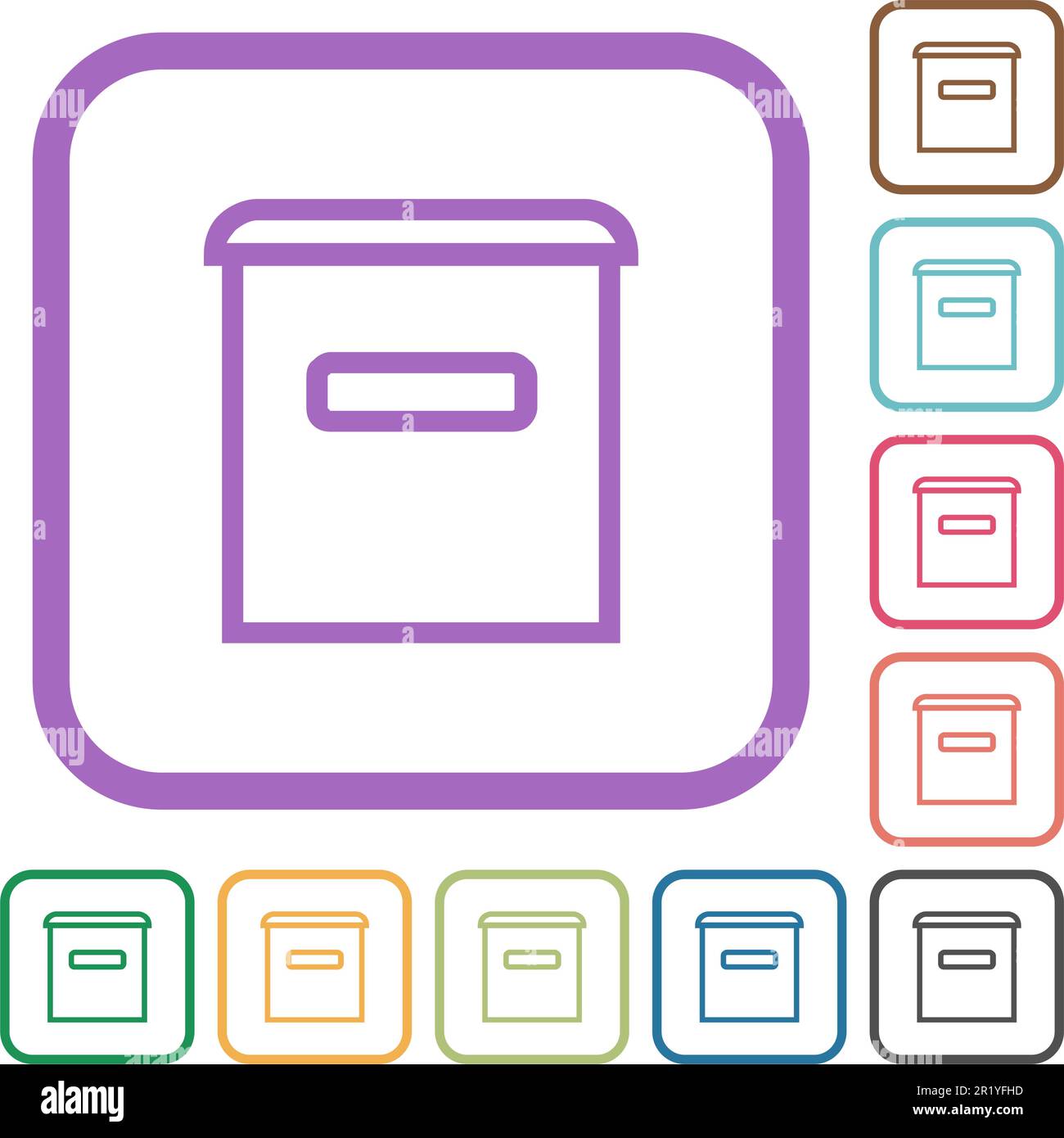 Mailbox outline simple icons in color rounded square frames on white ...