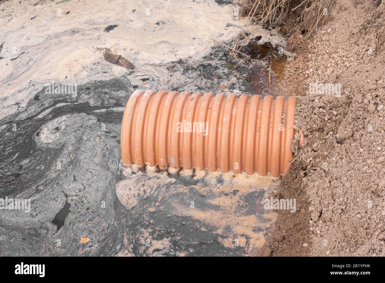 Drainage pipe with water stream flowing. Storm water management in ...