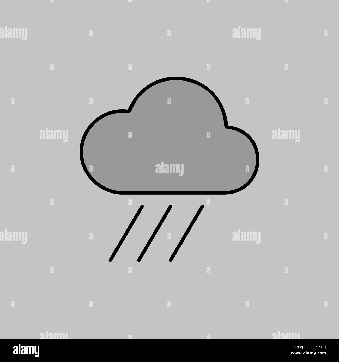 Raincloud vector grayscale icon. Meteorology sign. Graph symbol for ...