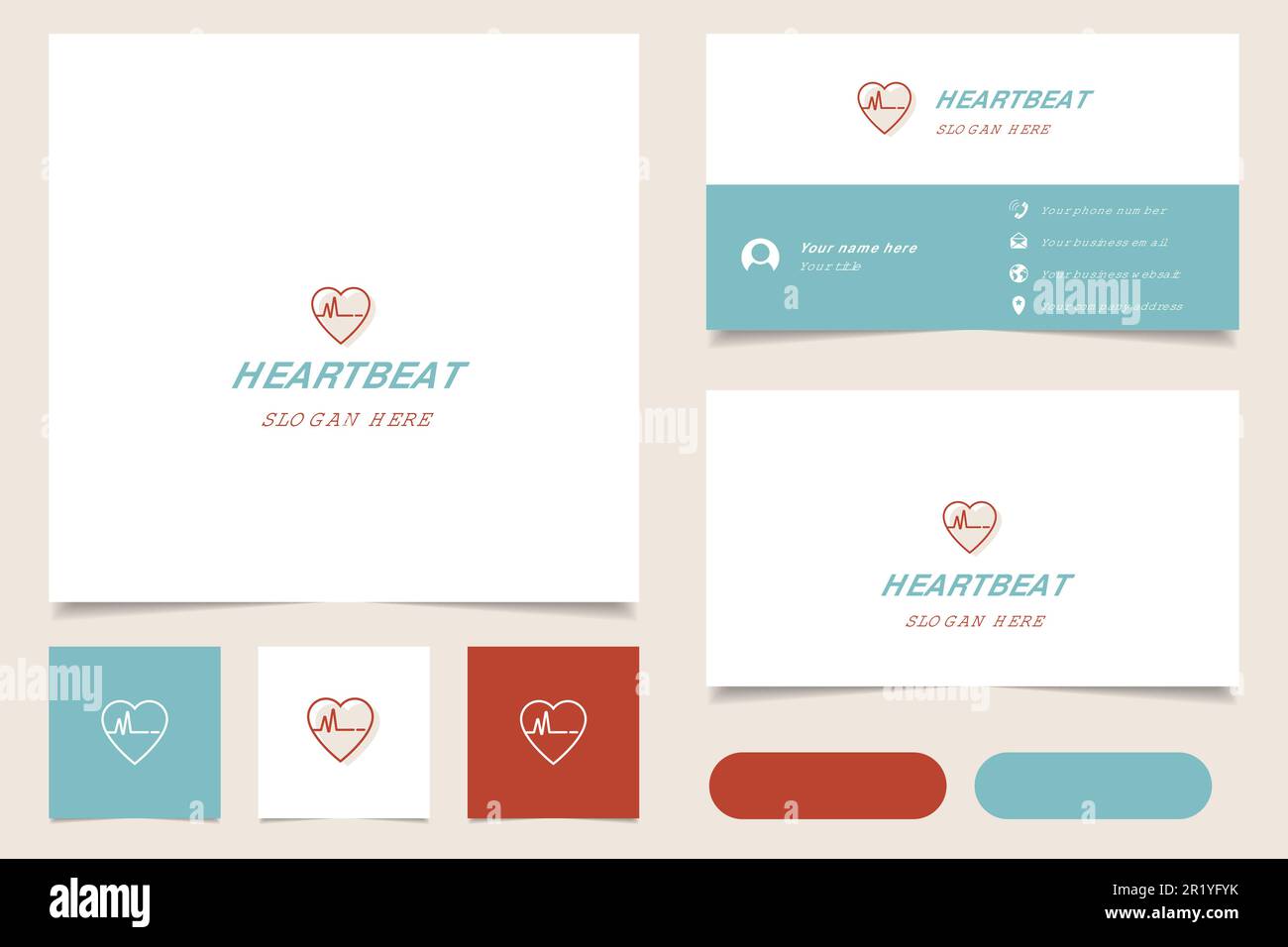 Heartbeat logo design with editable slogan. Branding book and business ...
