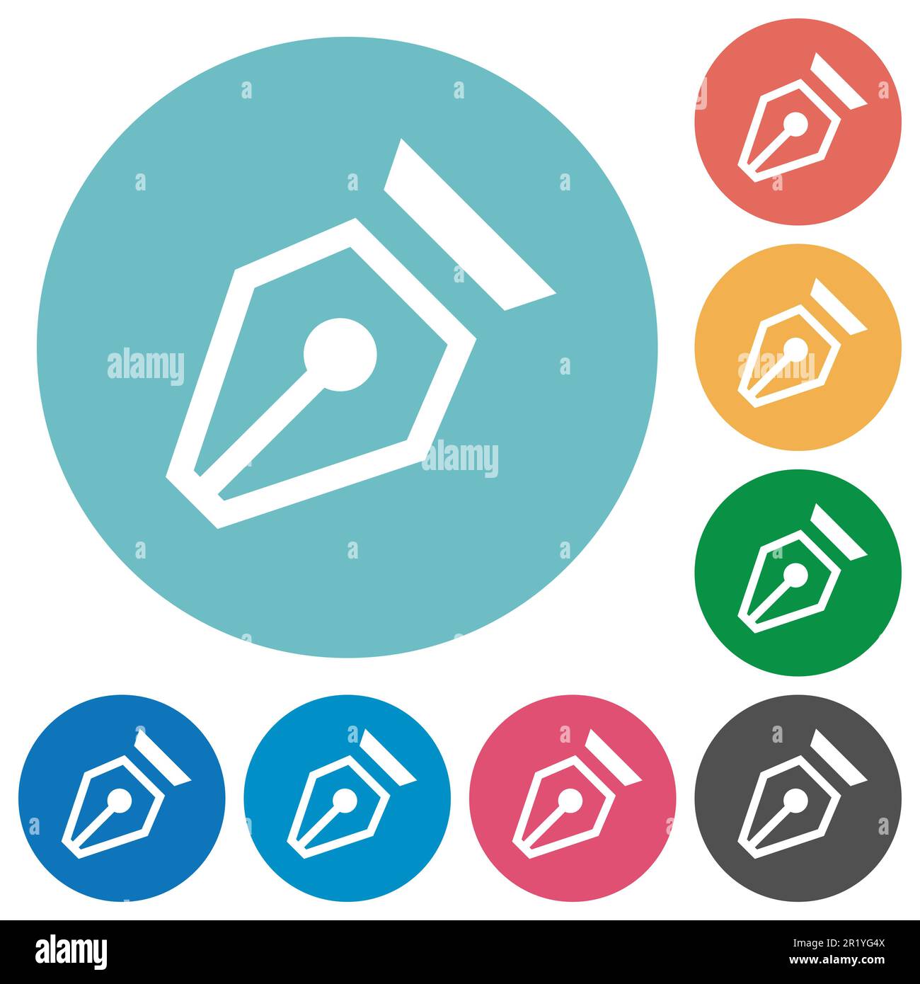 Nib outline flat white icons on round color backgrounds Stock Vector ...