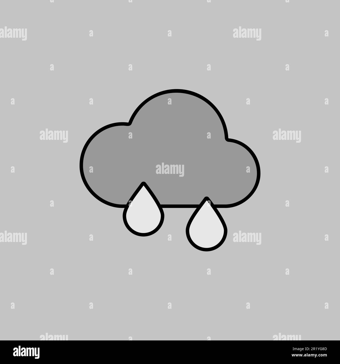 Raincloud with raindrops vector grayscale icon. Meteorology sign. Graph ...