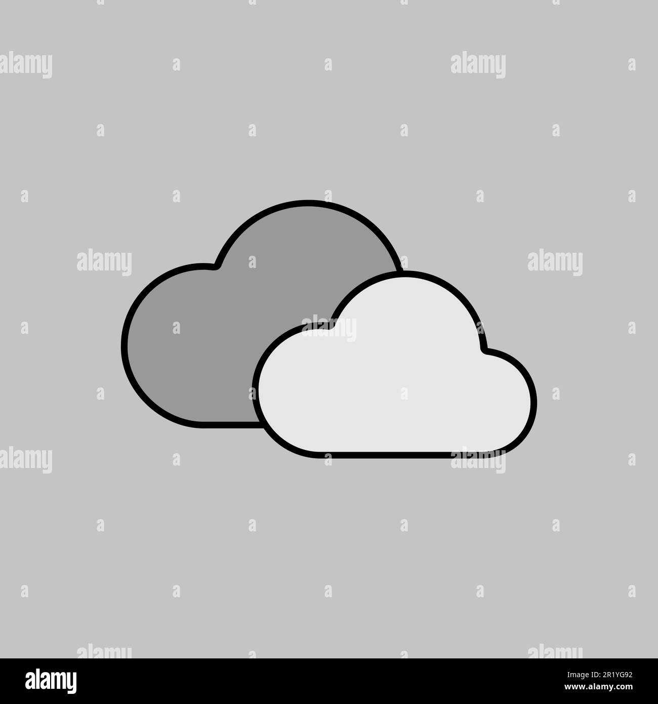 Two clouds vector grayscale icon. Meteorology sign. Graph symbol for ...