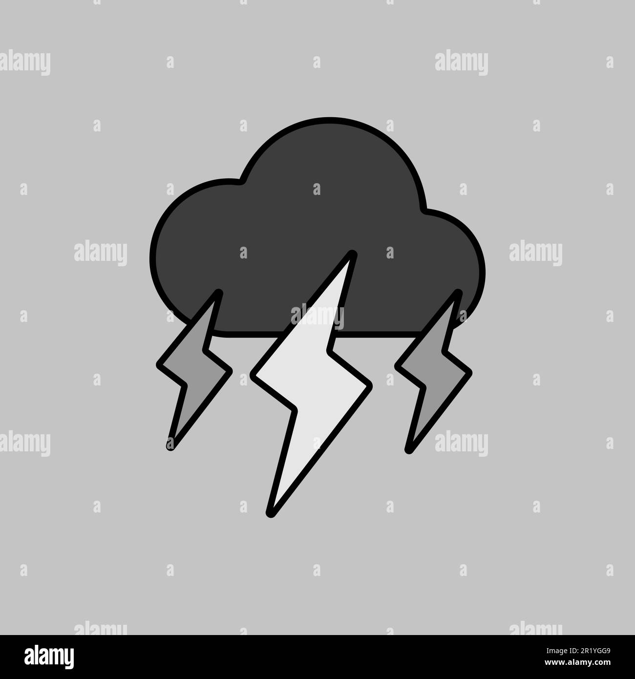 Storm cloud vector grayscale icon. Rainstorm symbol. Meteorology sign ...