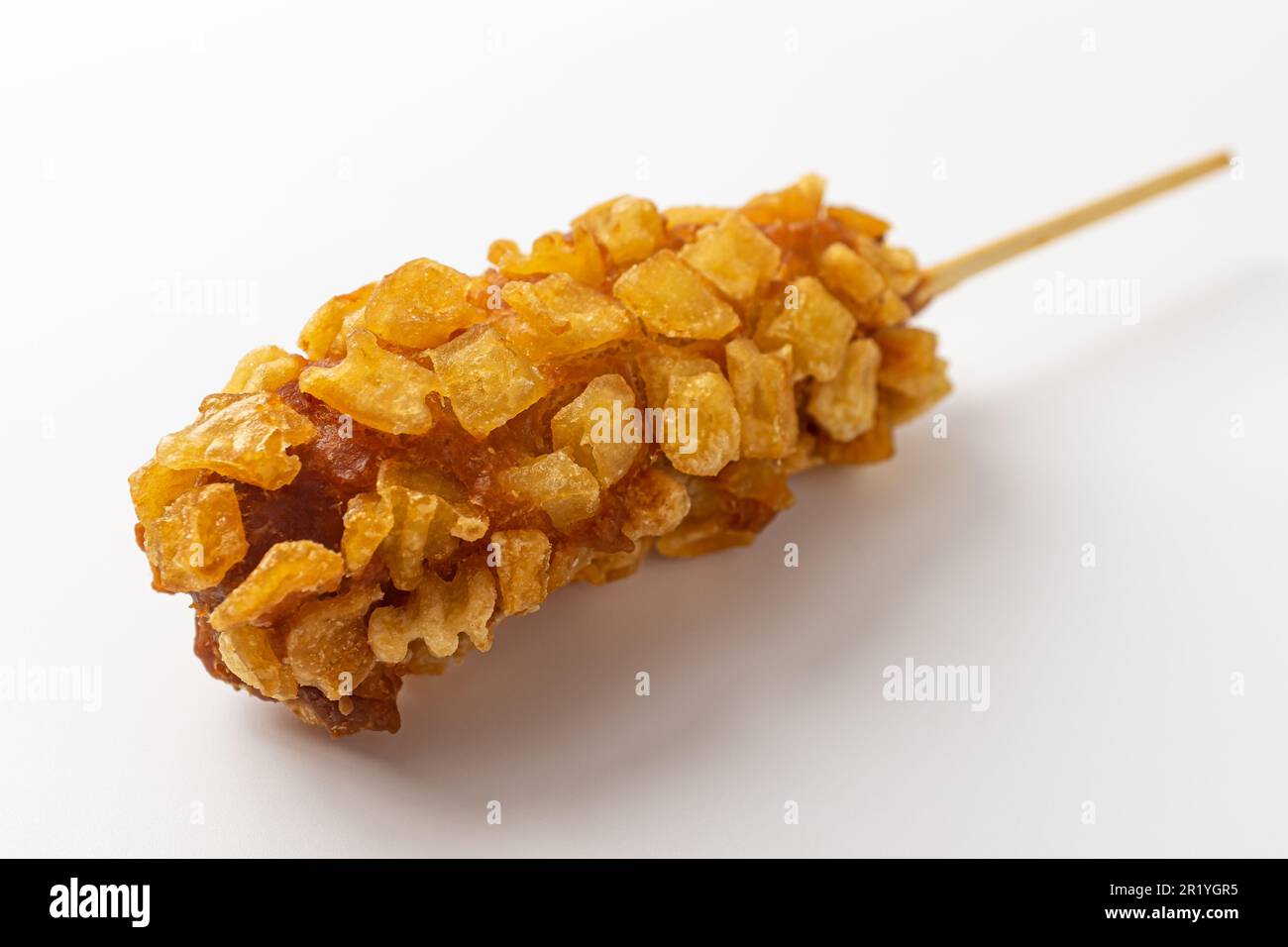 Potato hot dog on a white background Stock Photo - Alamy