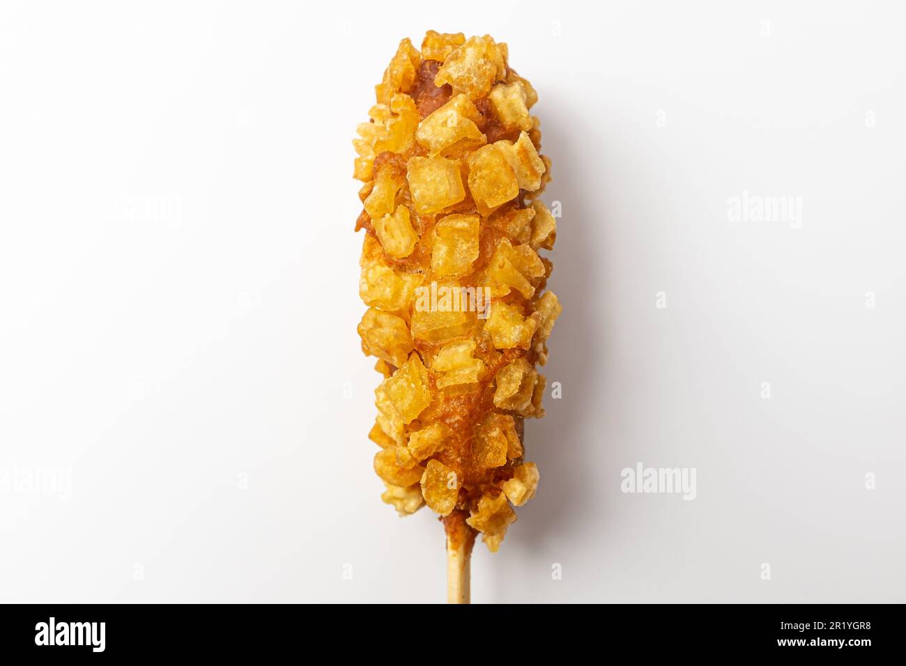 Potato hot dog on a white background Stock Photo - Alamy
