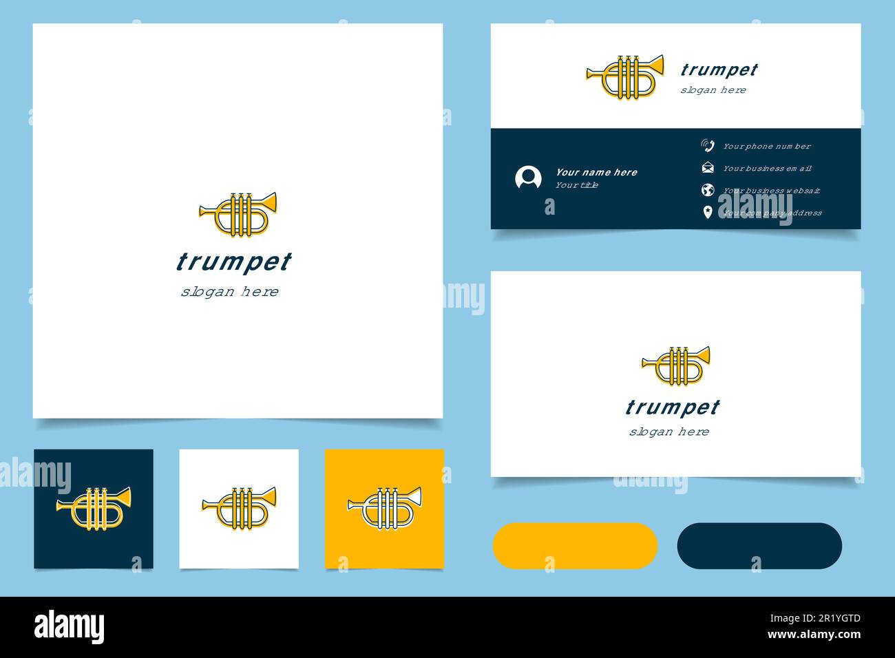 Trumpet logo design with editable slogan. Branding book and business ...