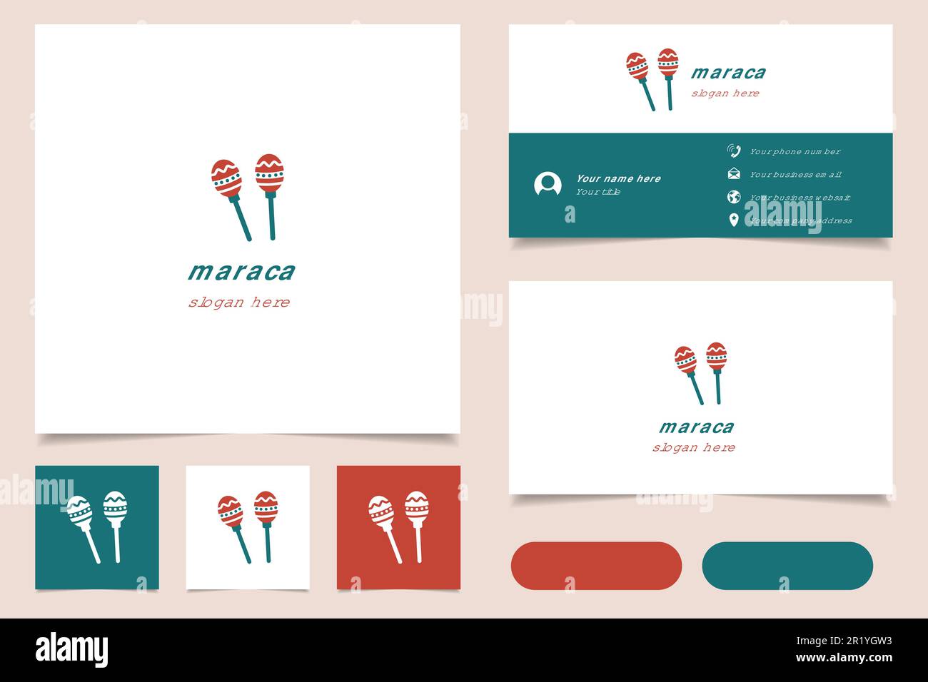 Maraca logo design with editable slogan. Branding book and business ...