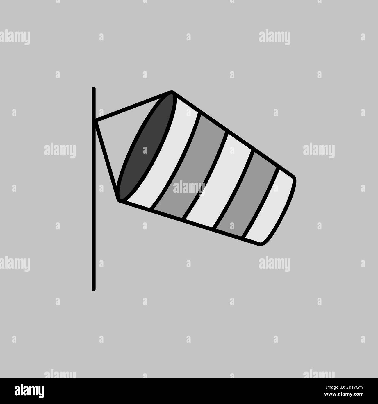 Windsocks hanging at the airport runway vector grayscale icon ...