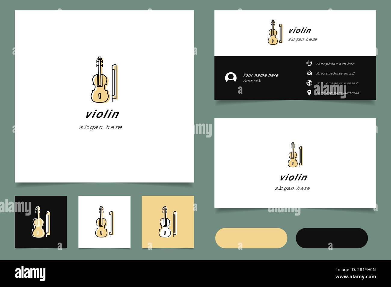 Violin logo design with editable slogan. Branding book and business ...