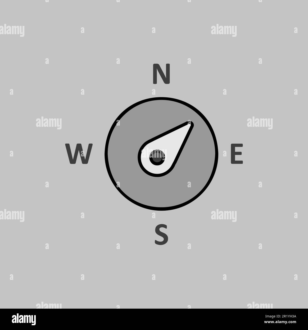 Compass wind rose vector grayscale icon. Direction northeast ...
