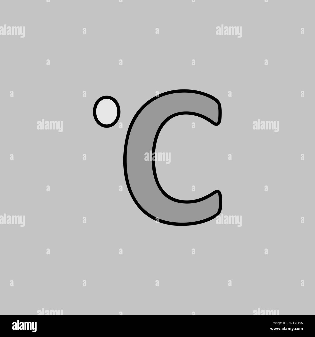 Celsius degrees vector grayscale icon. Meteorology sign. Graph symbol ...
