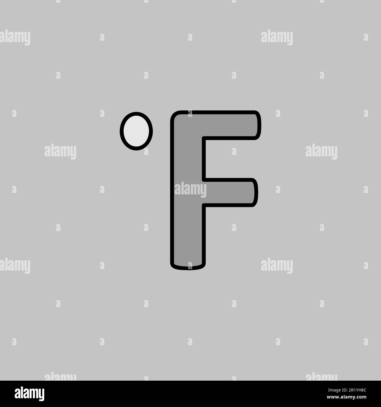 Fahrenheit degrees vector grayscale icon. Meteorology sign. Graph ...