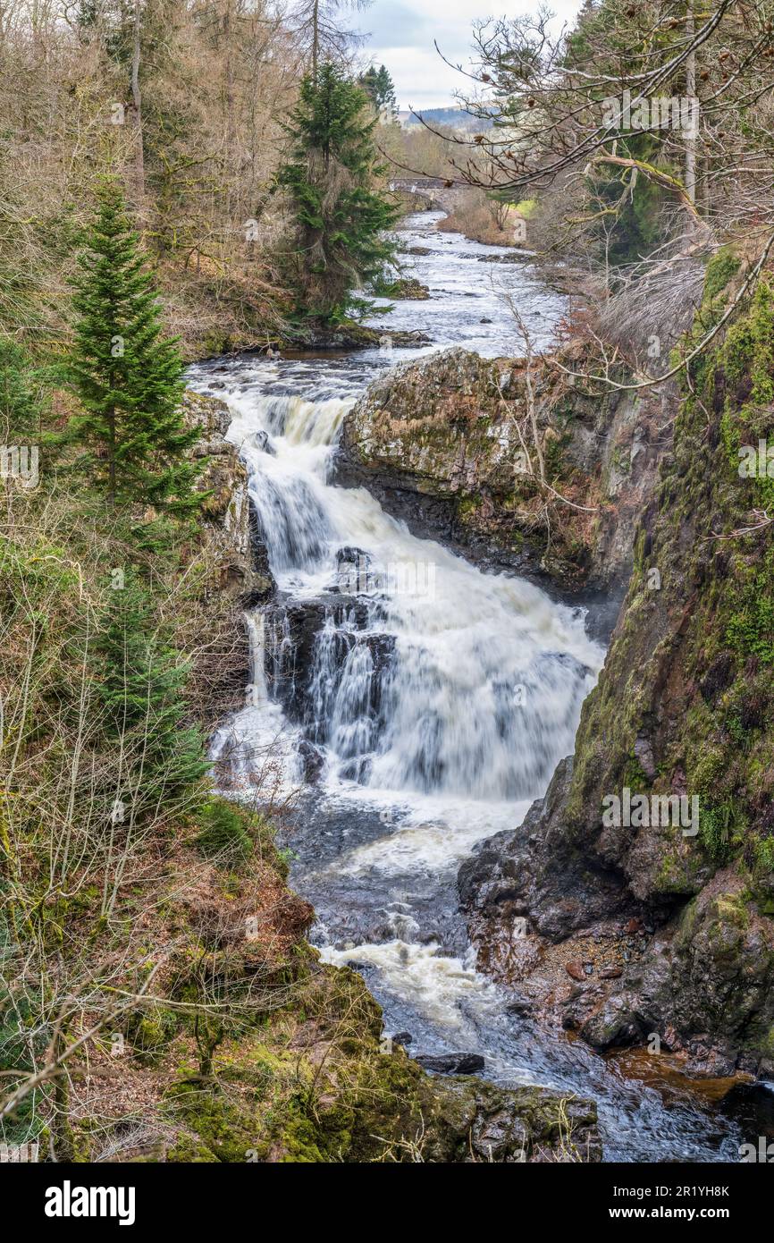 View of Reekie Linn Waterfall on the River Isla near Blairgowrie in ...
