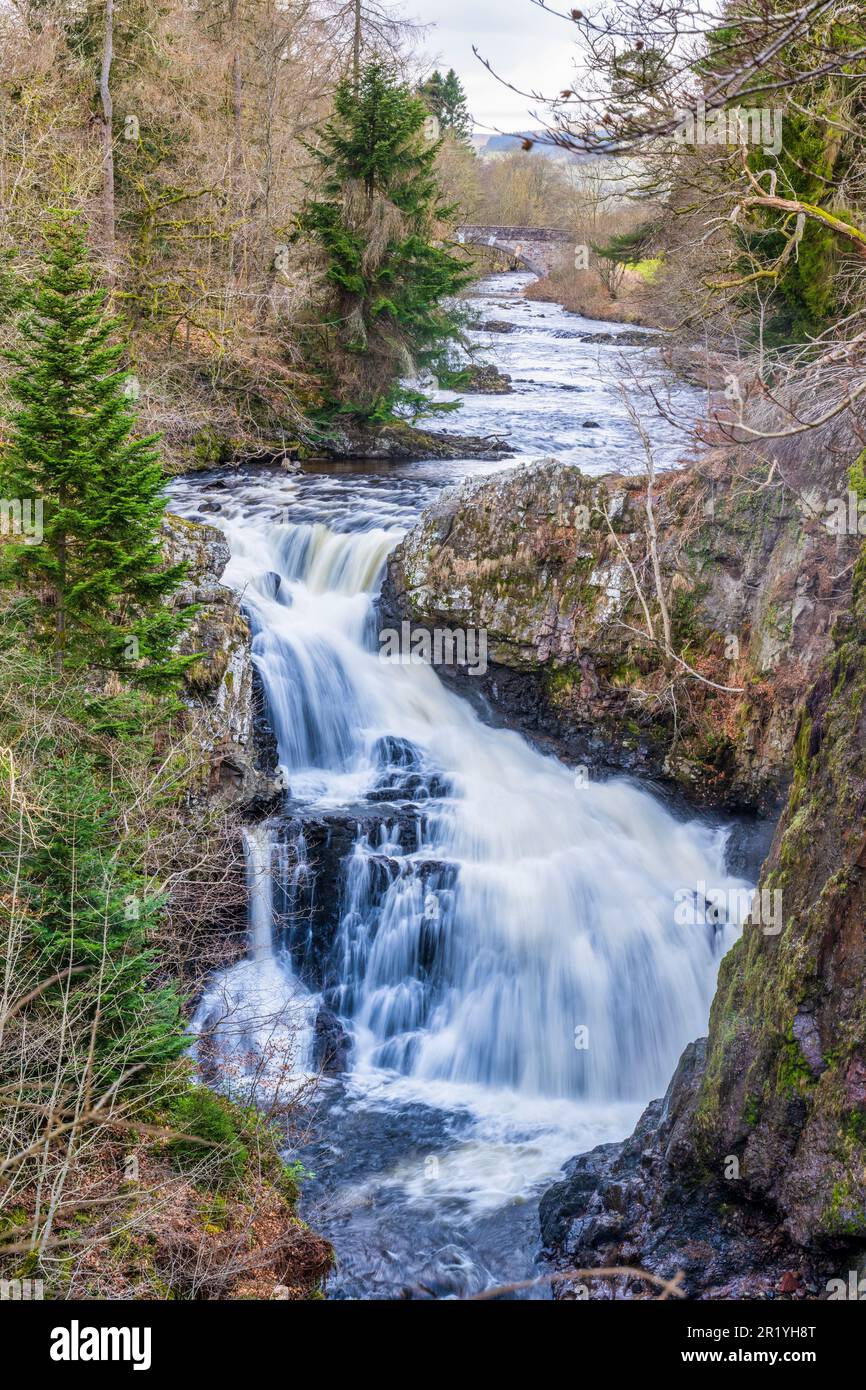 View of Reekie Linn Waterfall on the River Isla near Blairgowrie in ...
