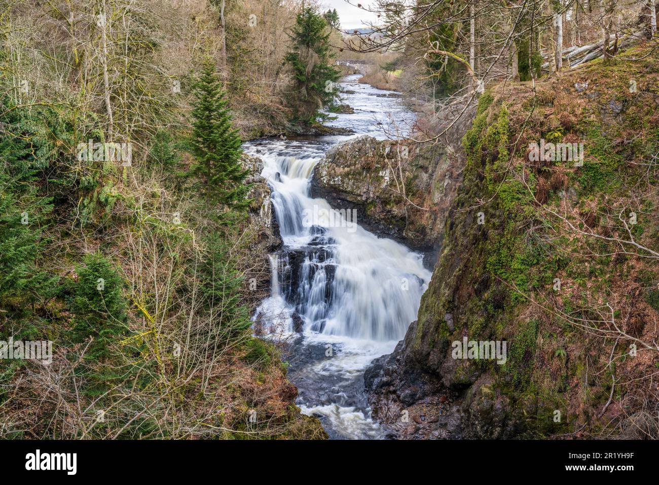 View of Reekie Linn Waterfall on the River Isla near Blairgowrie in ...