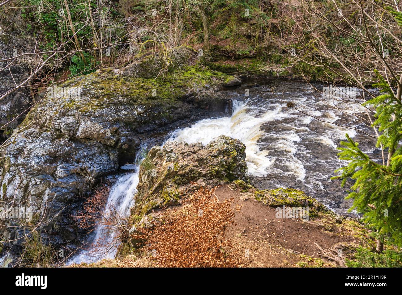 View of Reekie Linn Waterfall on the River Isla near Blairgowrie in ...